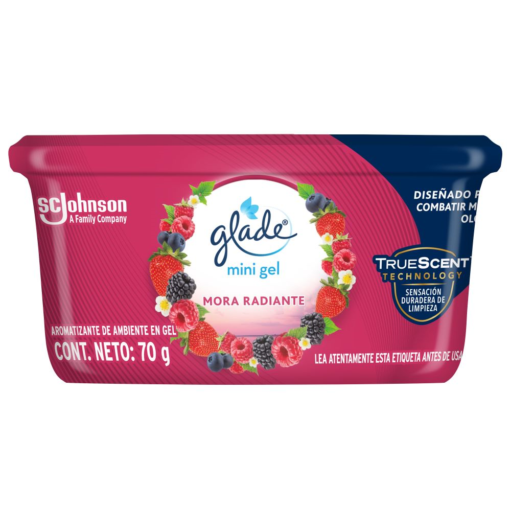 GLADE MINI GEL 12/70GR MORA RADIANTE – Servicio Comercial Garis